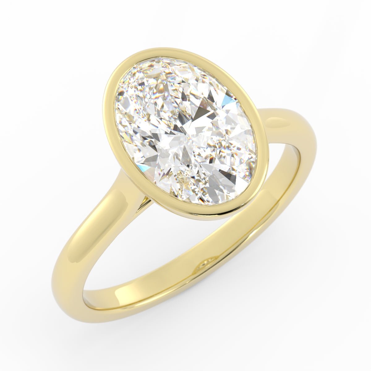 Bezel Set Oval Diamond Engagement Ring | Dallas Jeweler