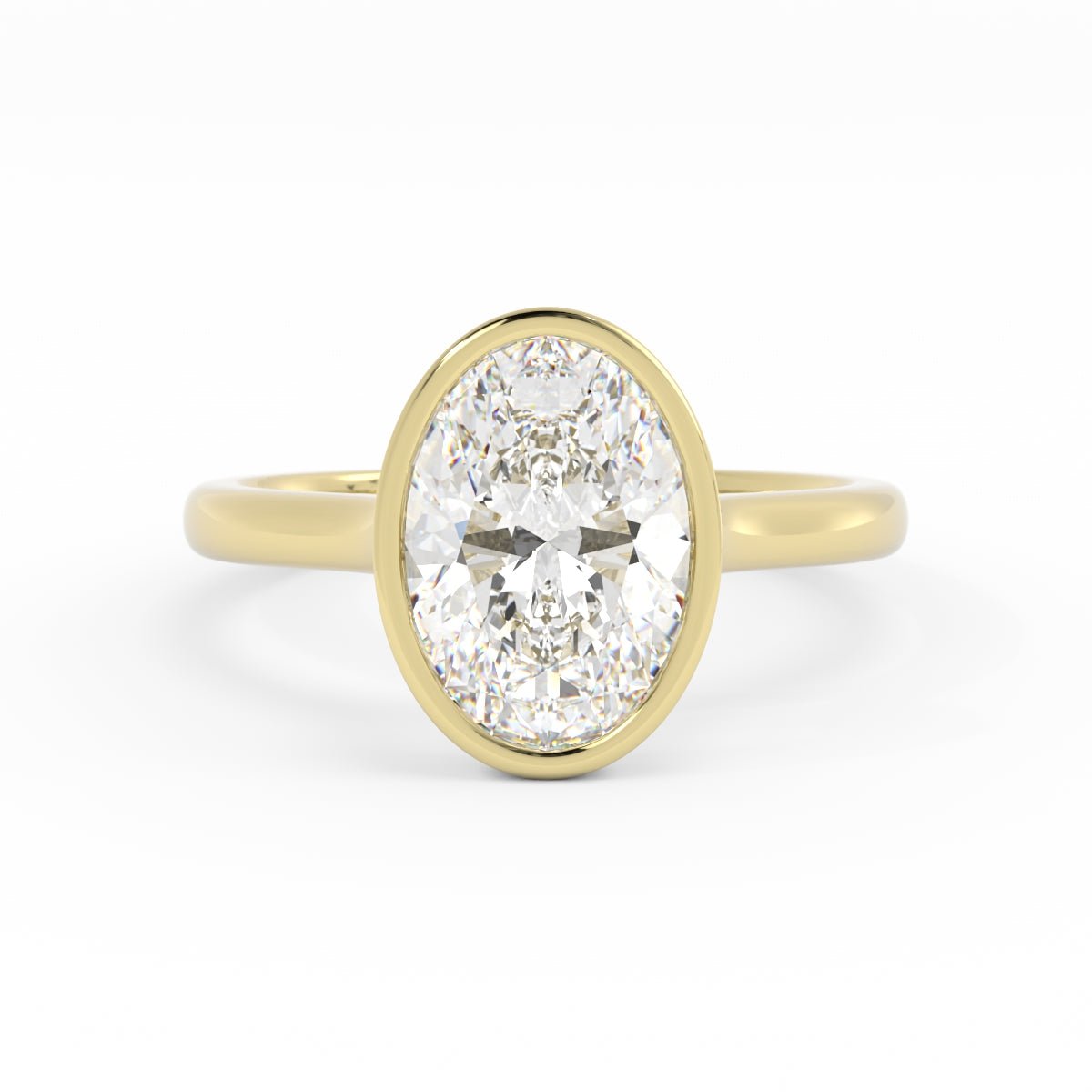 Bezel Set Oval Diamond Engagement Ring | Dallas Jeweler
