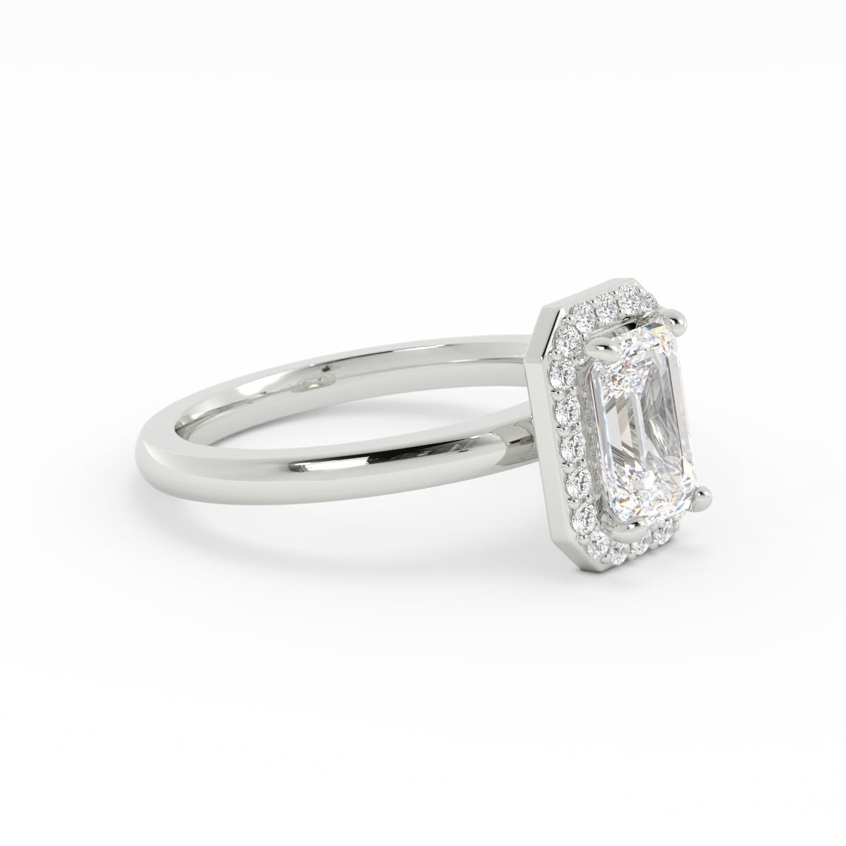 Emerald Cut Halo Diamond Ring | Shapiro Diamonds Dallas