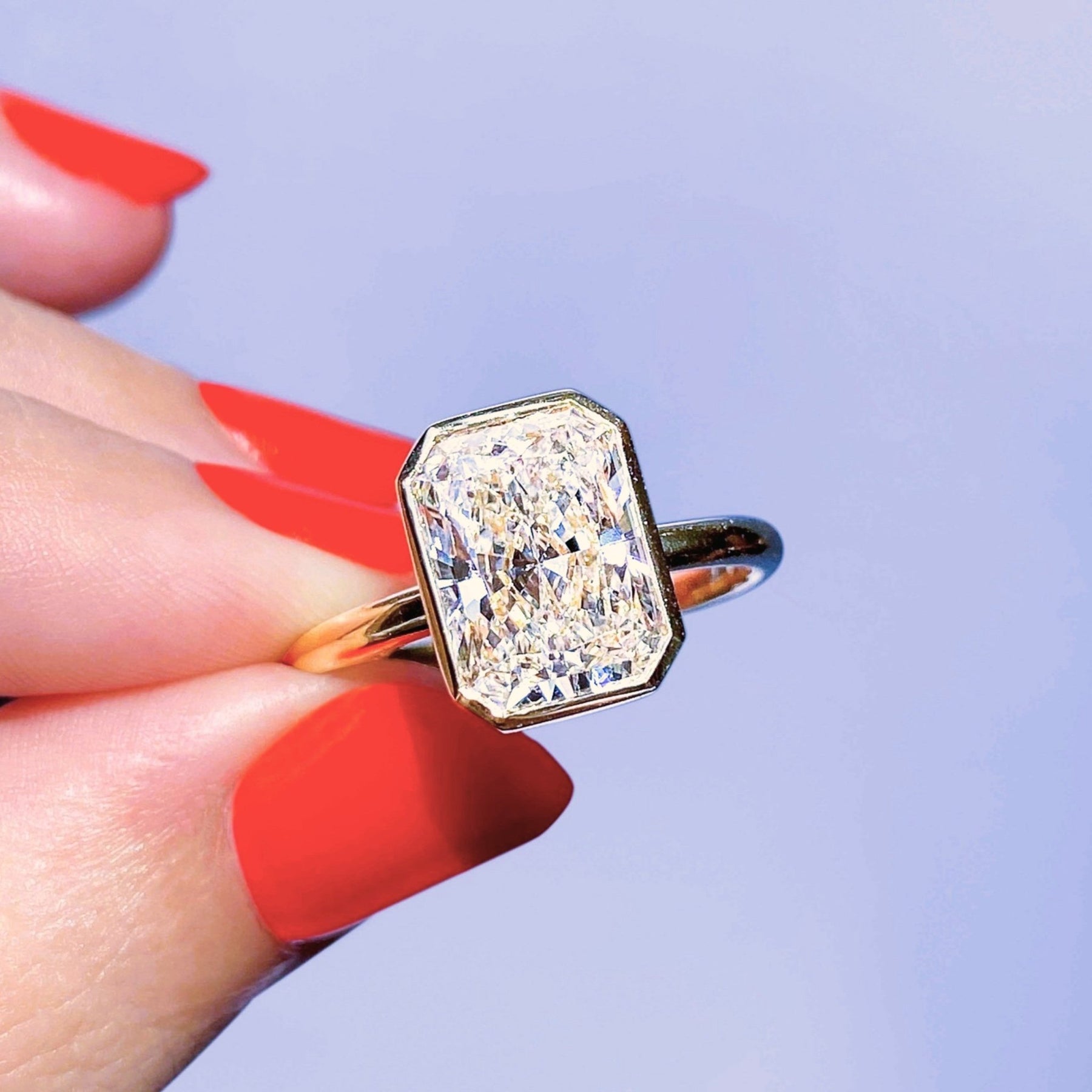 Radiant Cut Diamond Ring in Bezel Setting | Dallas Ring Designs
